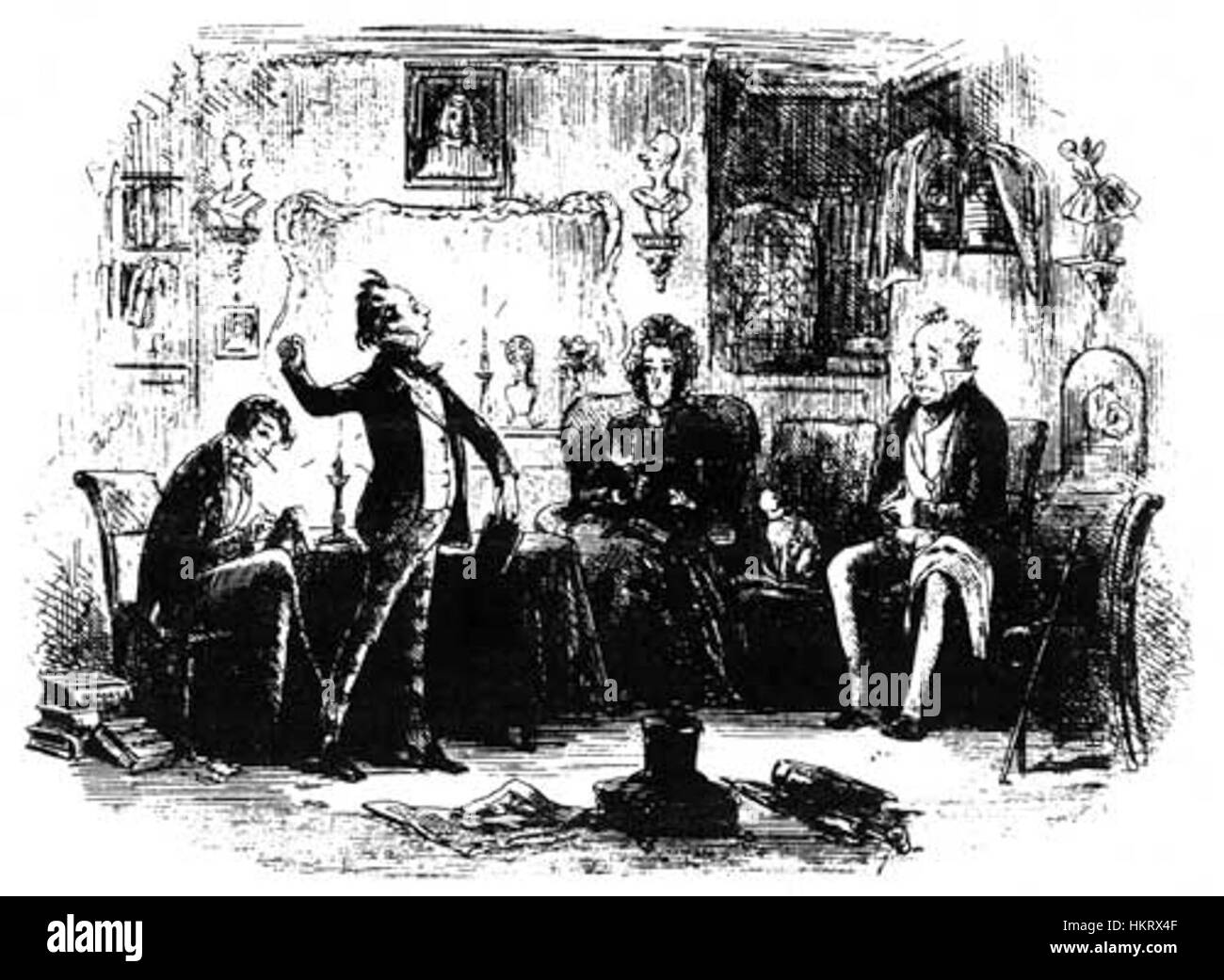 A scene from Charles Dickens' 'David Copperfield,' showing Traddles ...