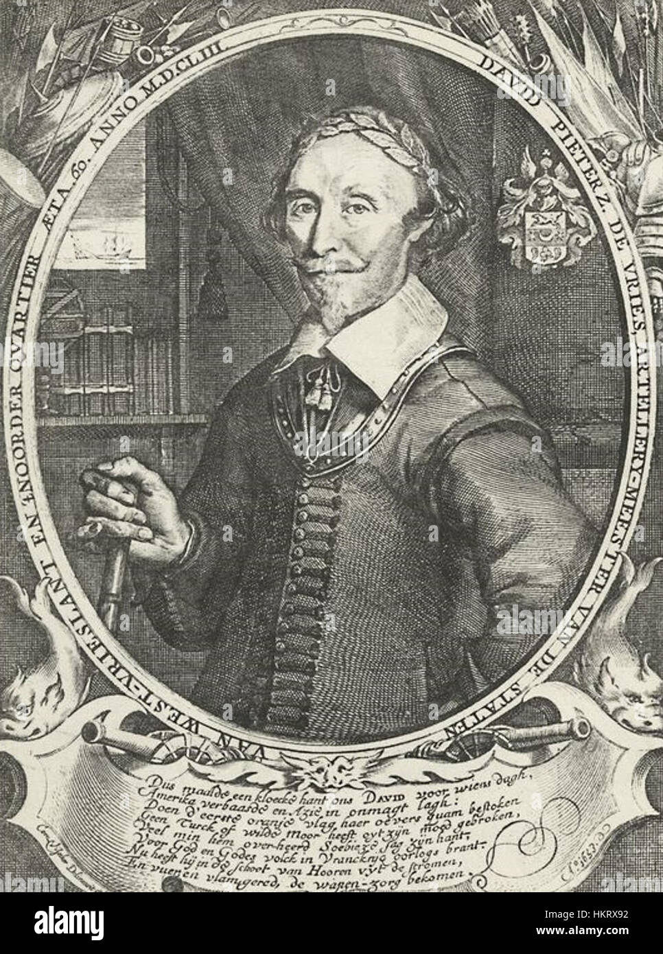 A 17th-century engraving by Cornelis Visscher, depicting David Pietersz ...