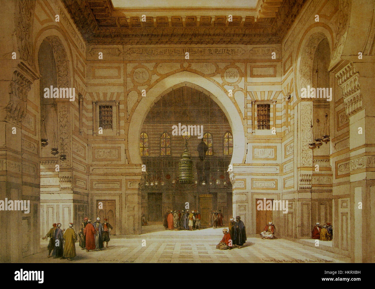 A painting by David Roberts titled 'El Ghoree Mosque,' showcasing the ...