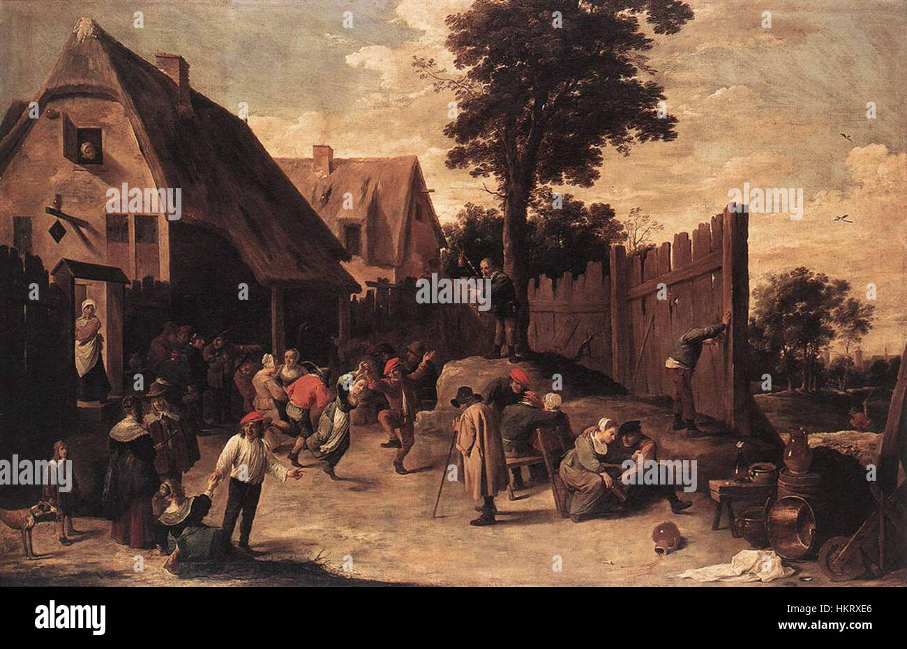 David Teniers II's painting, 'Peasants Dancing outside an Inn ...