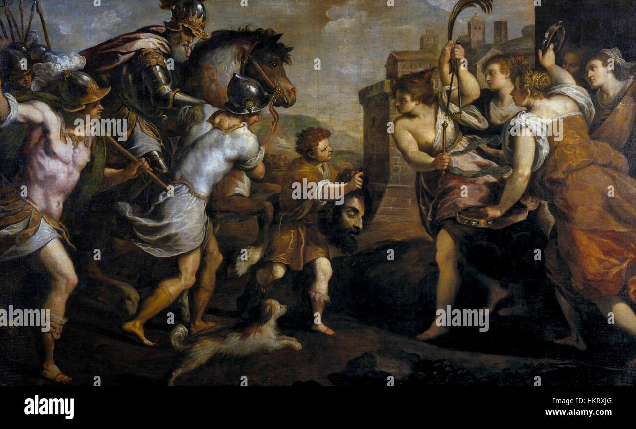 This famous painting, 'David defeating Goliath' by Palma el Joven, held ...