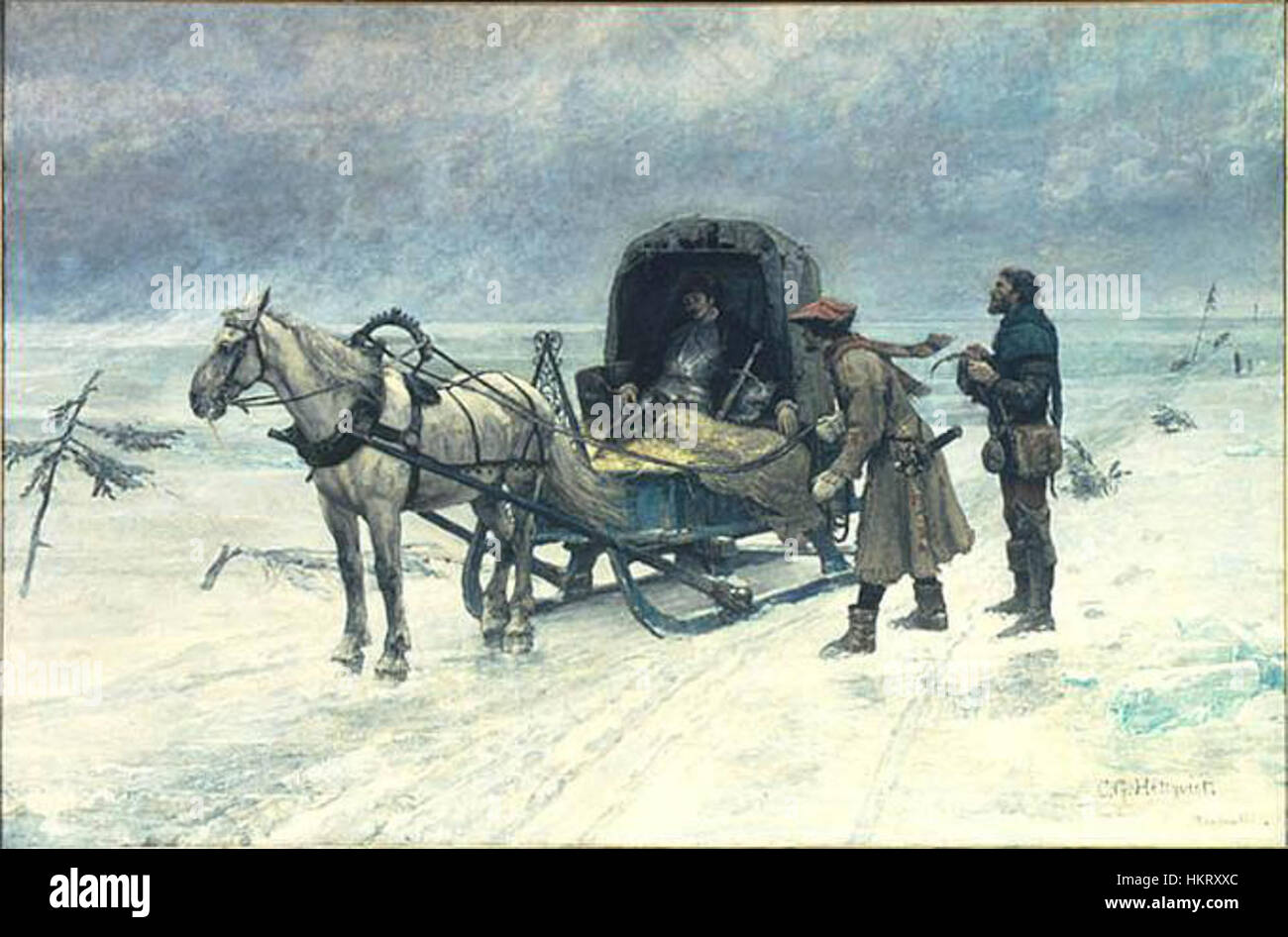 A historical depiction of the death of Sten Sture the Younger, a ...