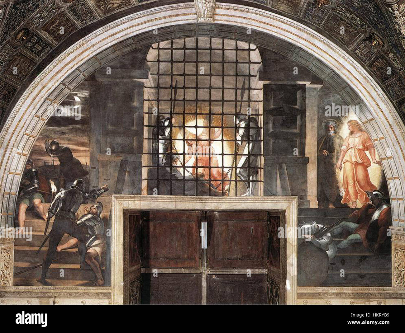 This artwork titled 'Deliverance of St. Peter' depicts the biblical ...