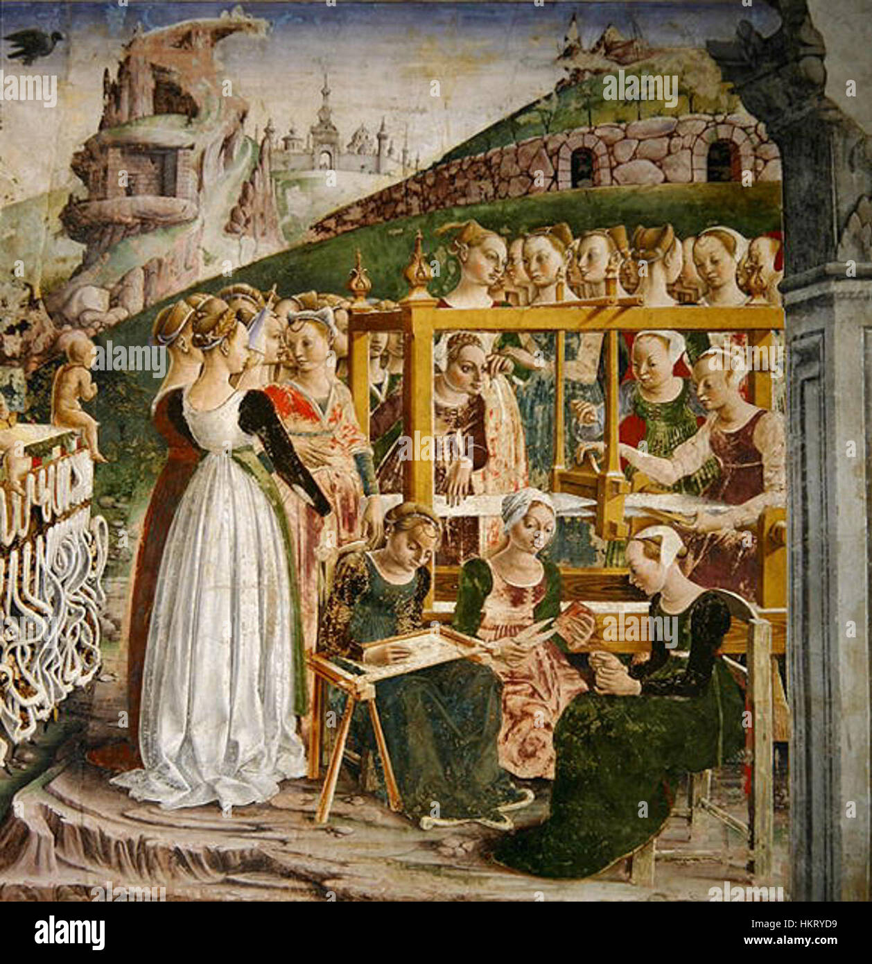 This artwork, 'Triumph of Minerva', is attributed to Del Cossa, and ...