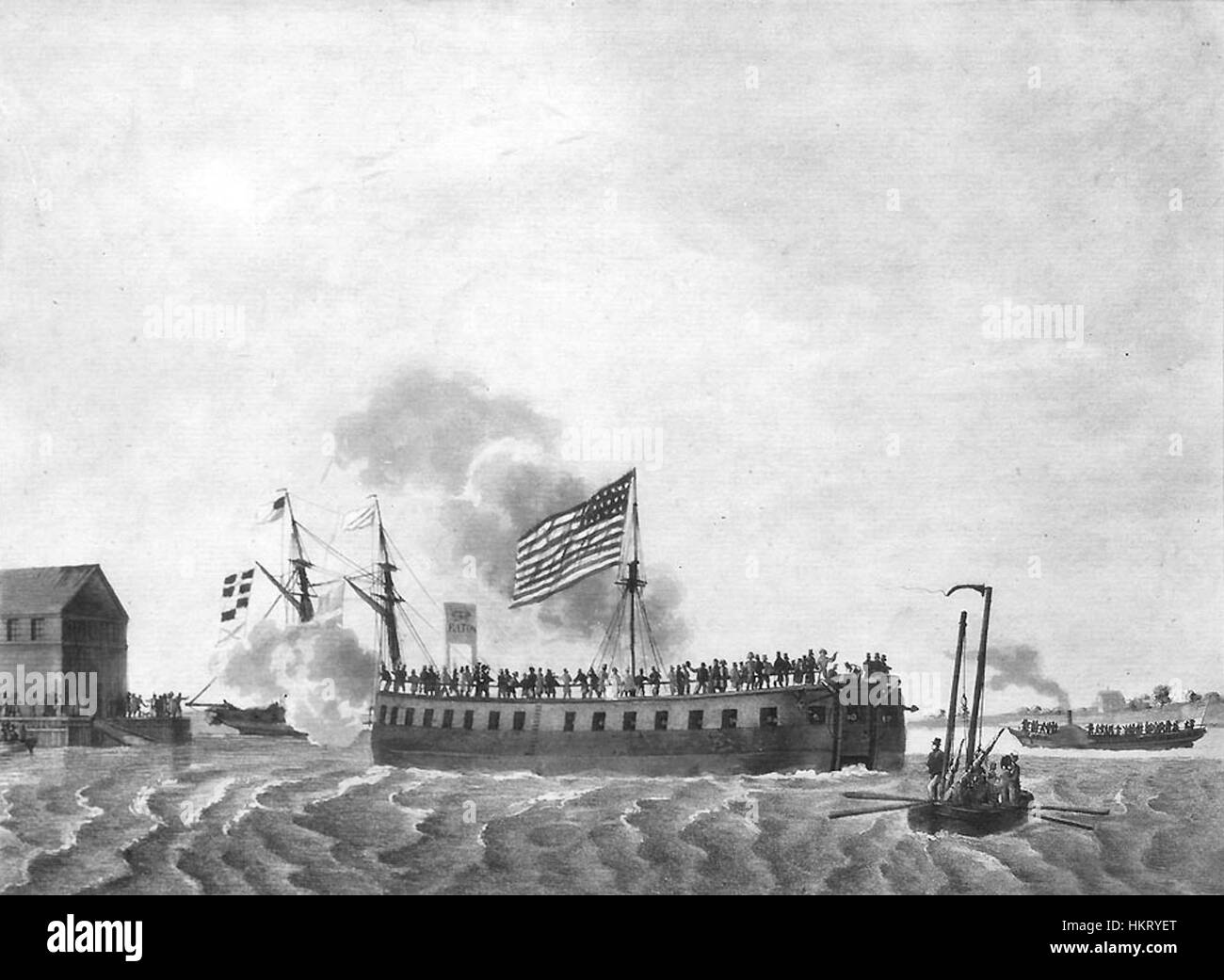 The 'Demologos' painting from 1814 illustrates the iconic first steam ...