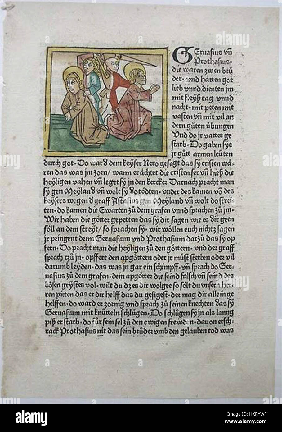 A religious painting depicting Saints Gervasius and Prothasius ...