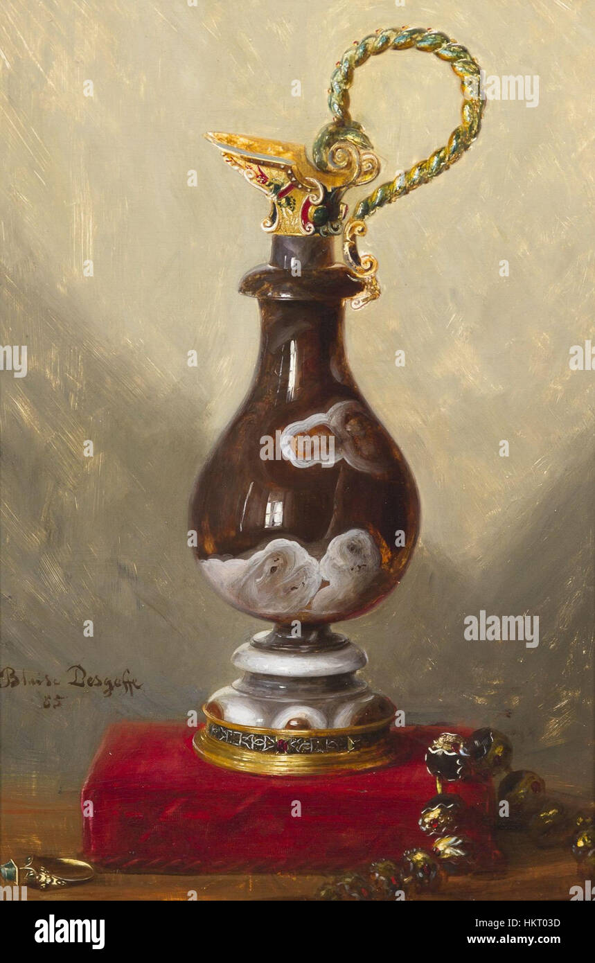 An 1885 still life painting by Blaise Alexandre Desgoffe, depicting an ...