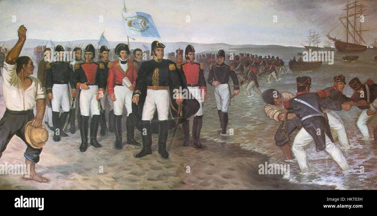 'Desembarco en Pisco' depicts the historical landing of Spanish forces ...