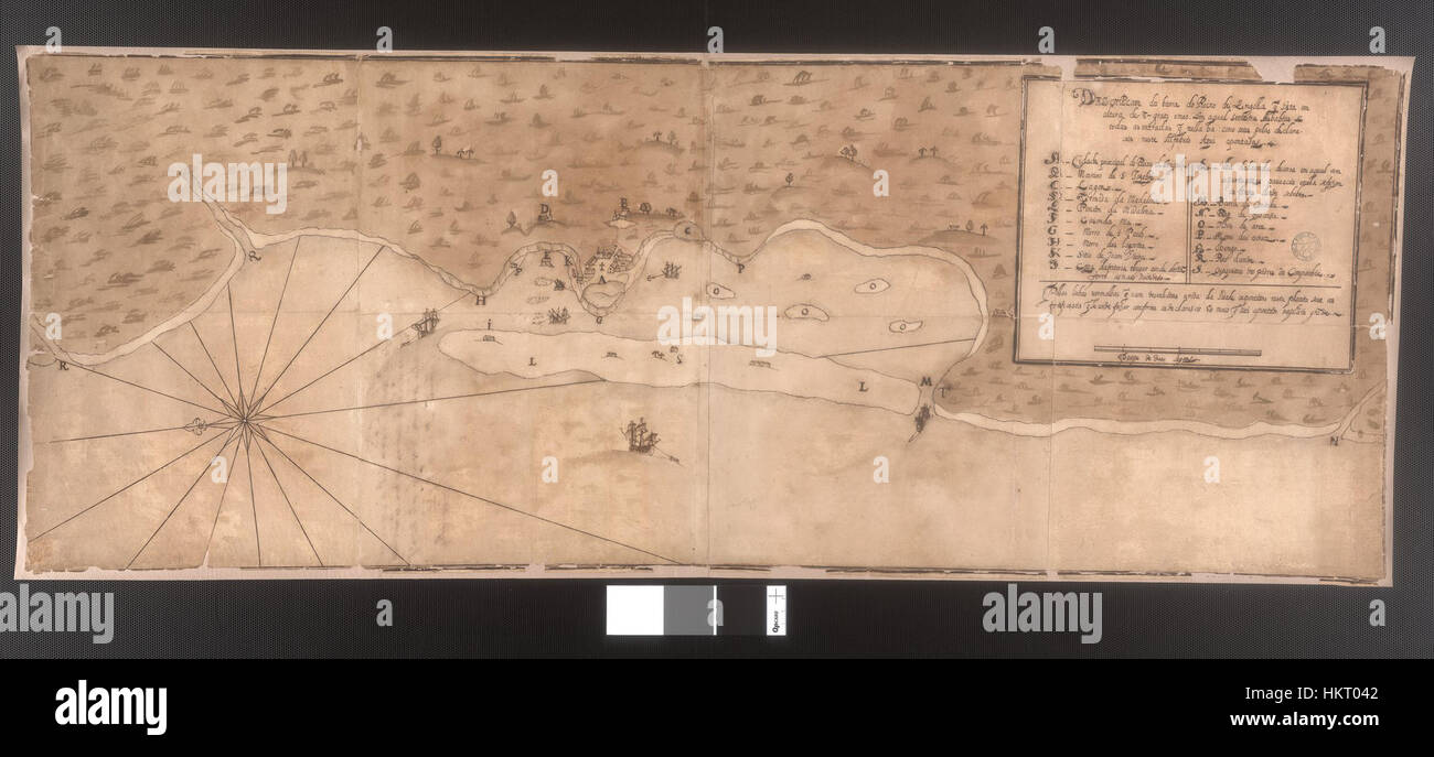 This historical map and illustration depict an inlet in the Kingdom of ...