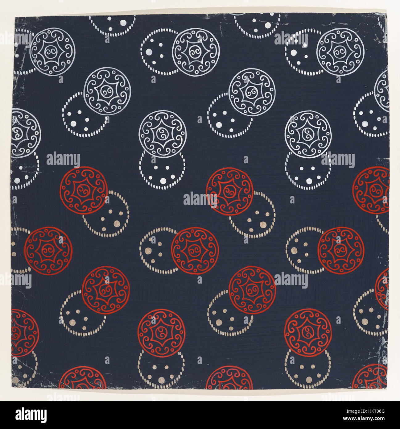 This design for printed fabric showcases intricate patterns and color ...