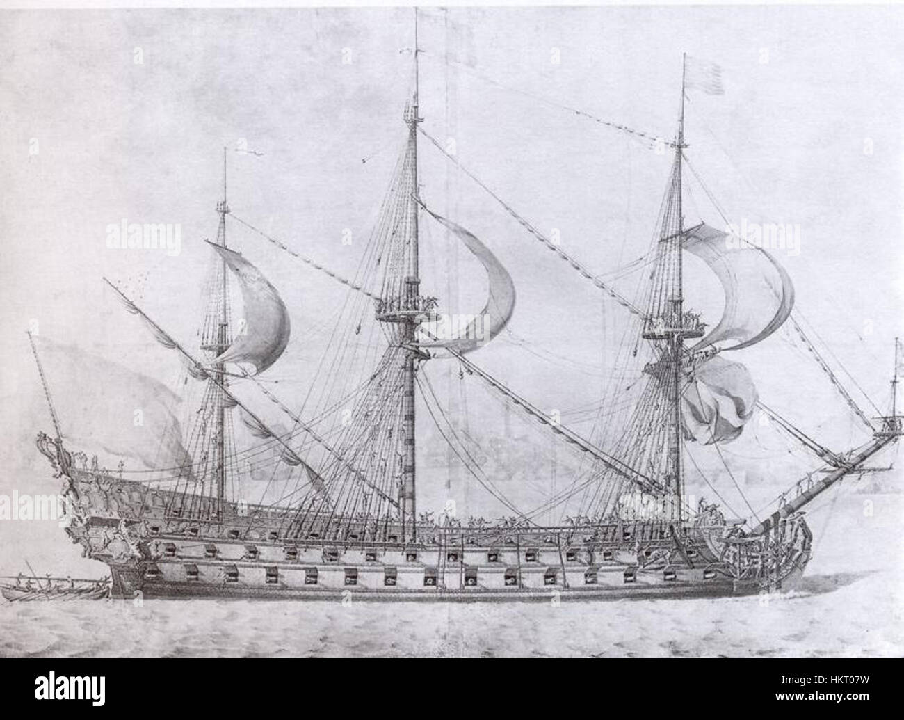 This historical artwork depicts the French ship Royal Louis, a ...