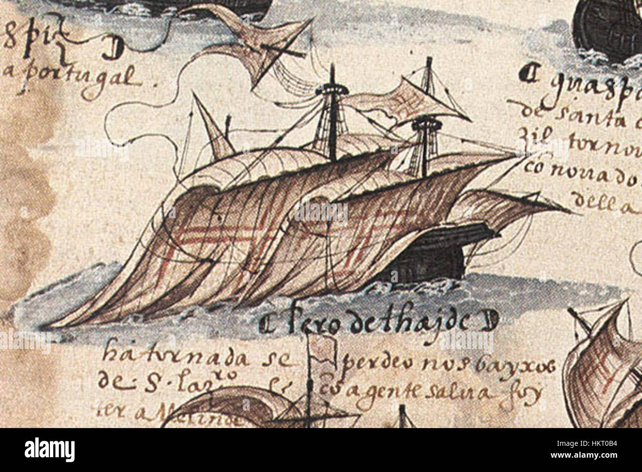 This artwork details Pero de Ataide’s ship from the fleet of Pedro ...