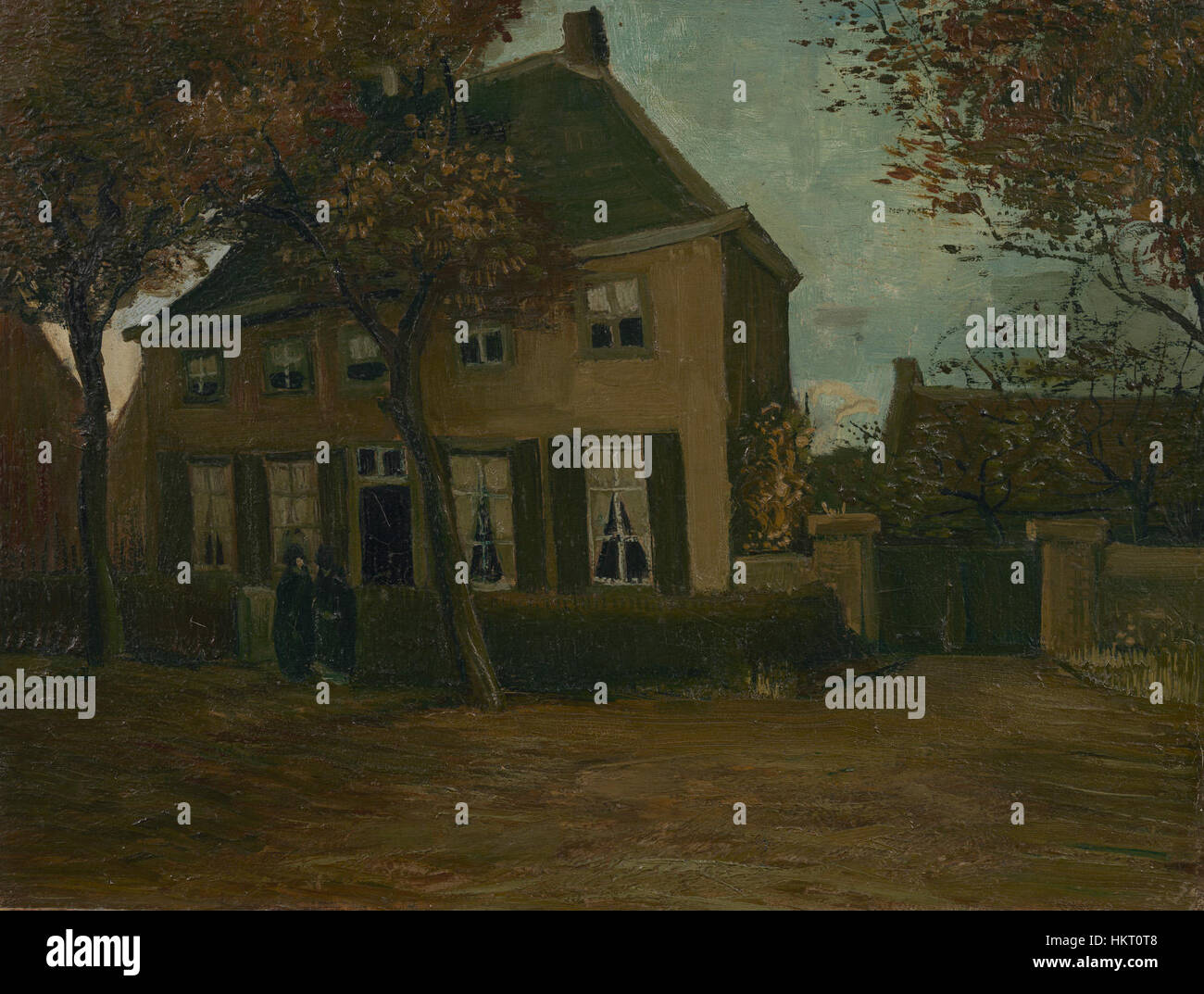This painting, 'De pastorie te Nuenen', by Vincent van Gogh, depicts the parsonage in Nuenen ...