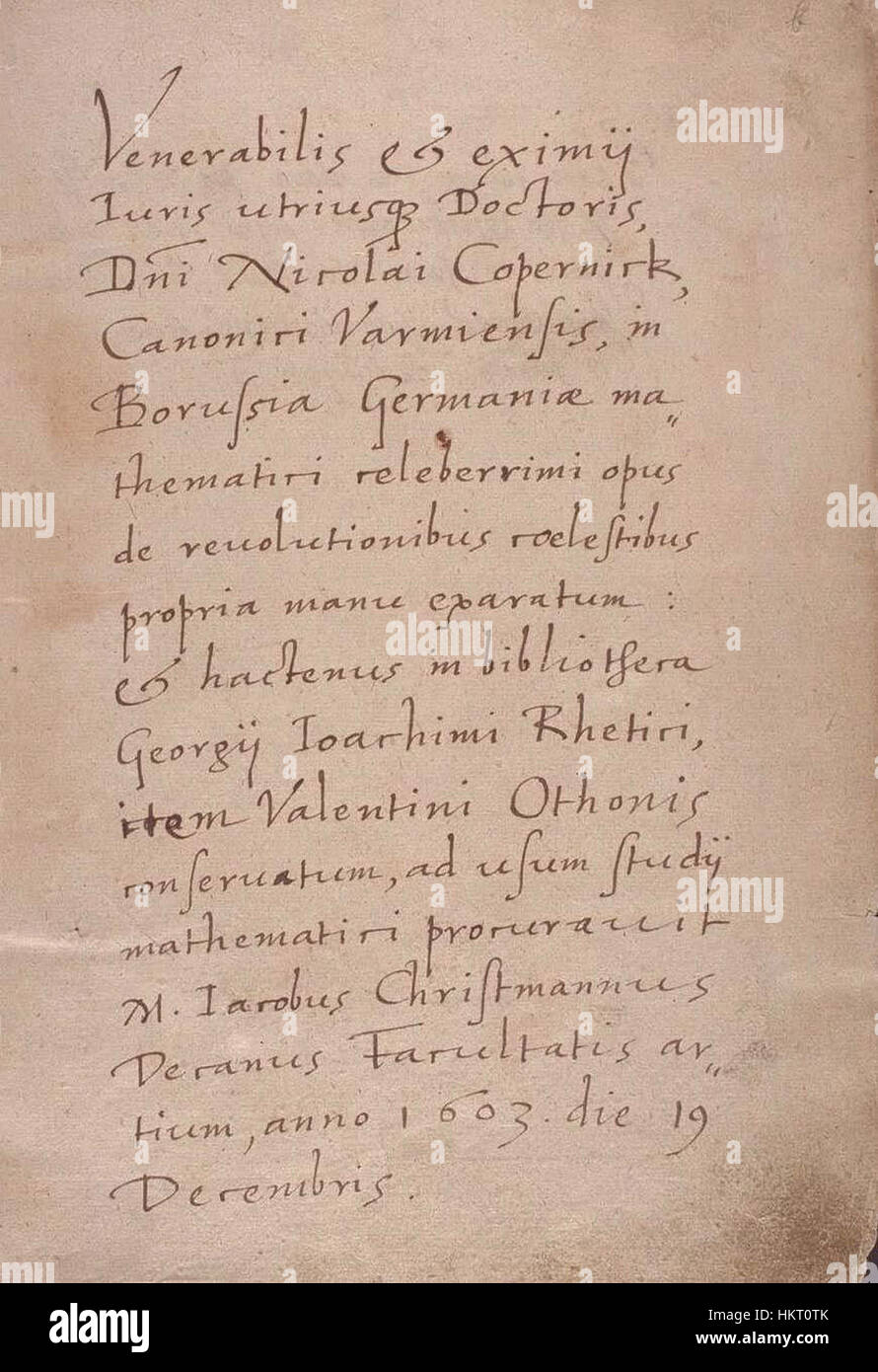 The *De Revolutionibus* manuscript, attributed to Nicolaus Copernicus ...