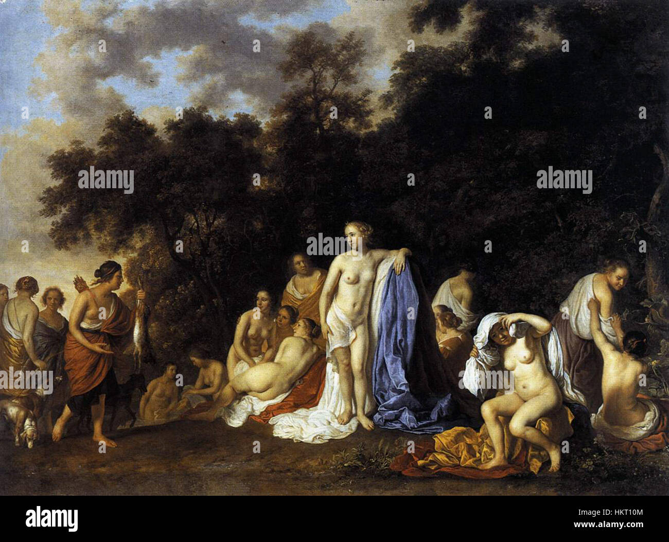 'Diana and Her Nymphs' by Van Loo is a Rococo-era painting showcasing ...