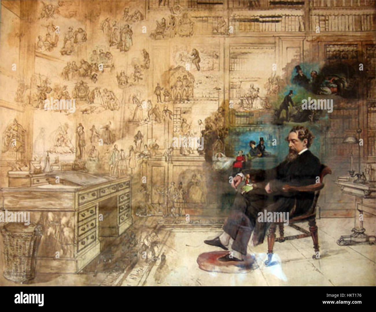 This painting titled 'Dickensdream' captures Charles Dickens in a ...