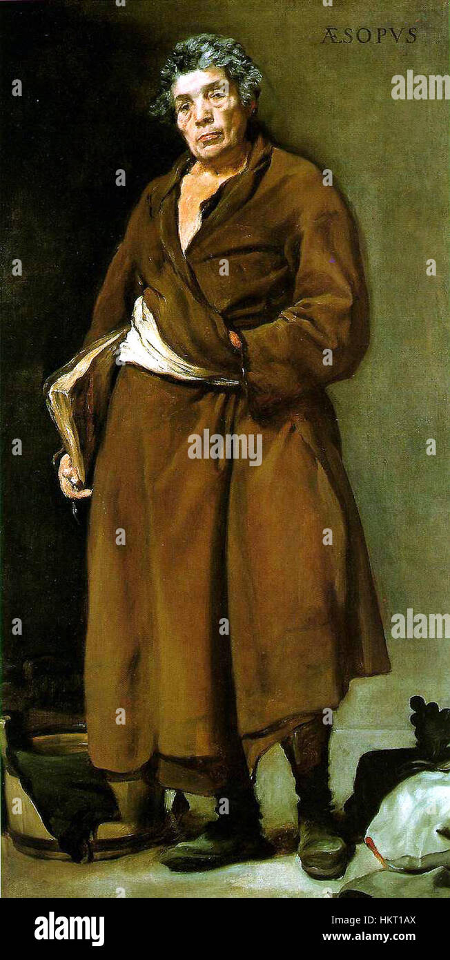 This painting, attributed to Diego Velázquez, depicts Aesop, the ...