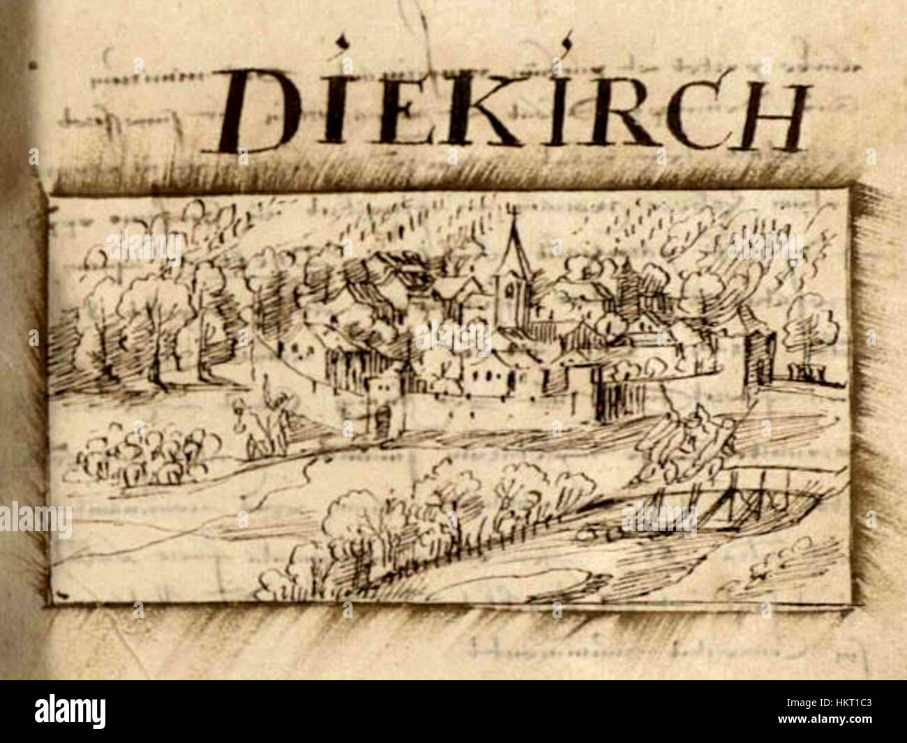 A painting of Diekirch by Jean Bertels from 1597, depicting a ...