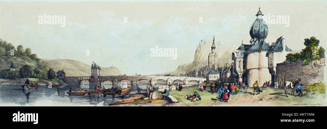 The painting 'Dinant and Castle Bourignes' captures the scenic beauty ...