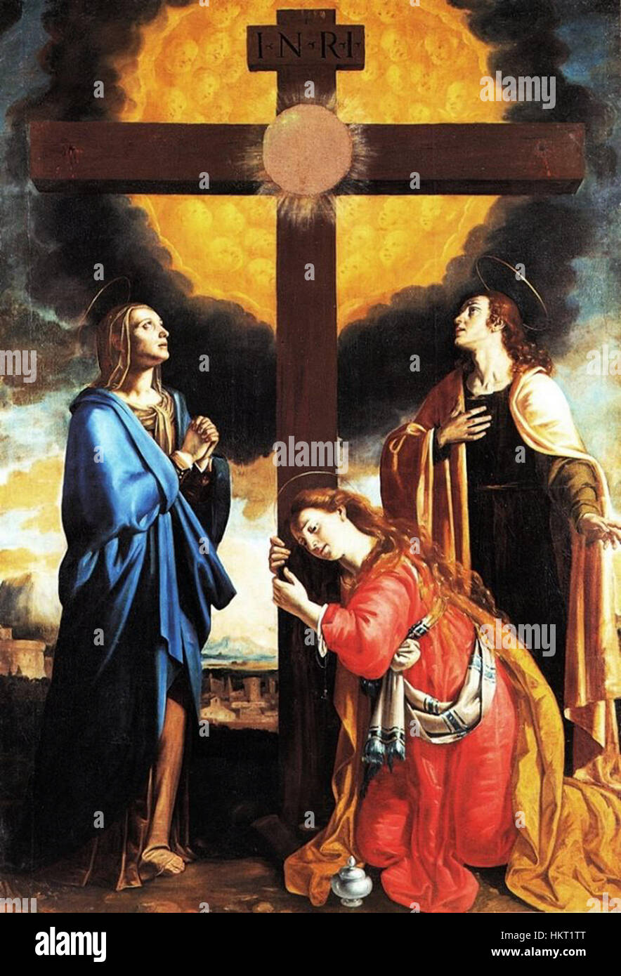This artwork depicts the Crucifixion of Christ, a pivotal scene in ...