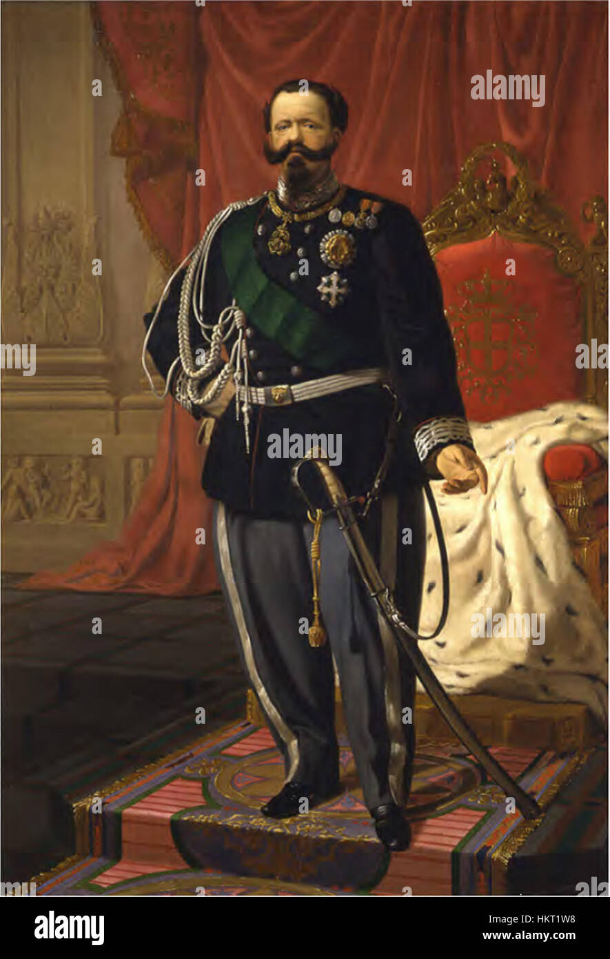 A painting depicting Vittorio Emanuele II, the first King of Italy ...