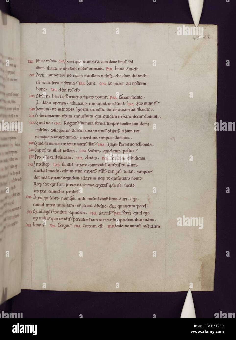 The 'Comedies of Terence 45r' is an ancient manuscript housed at the ...