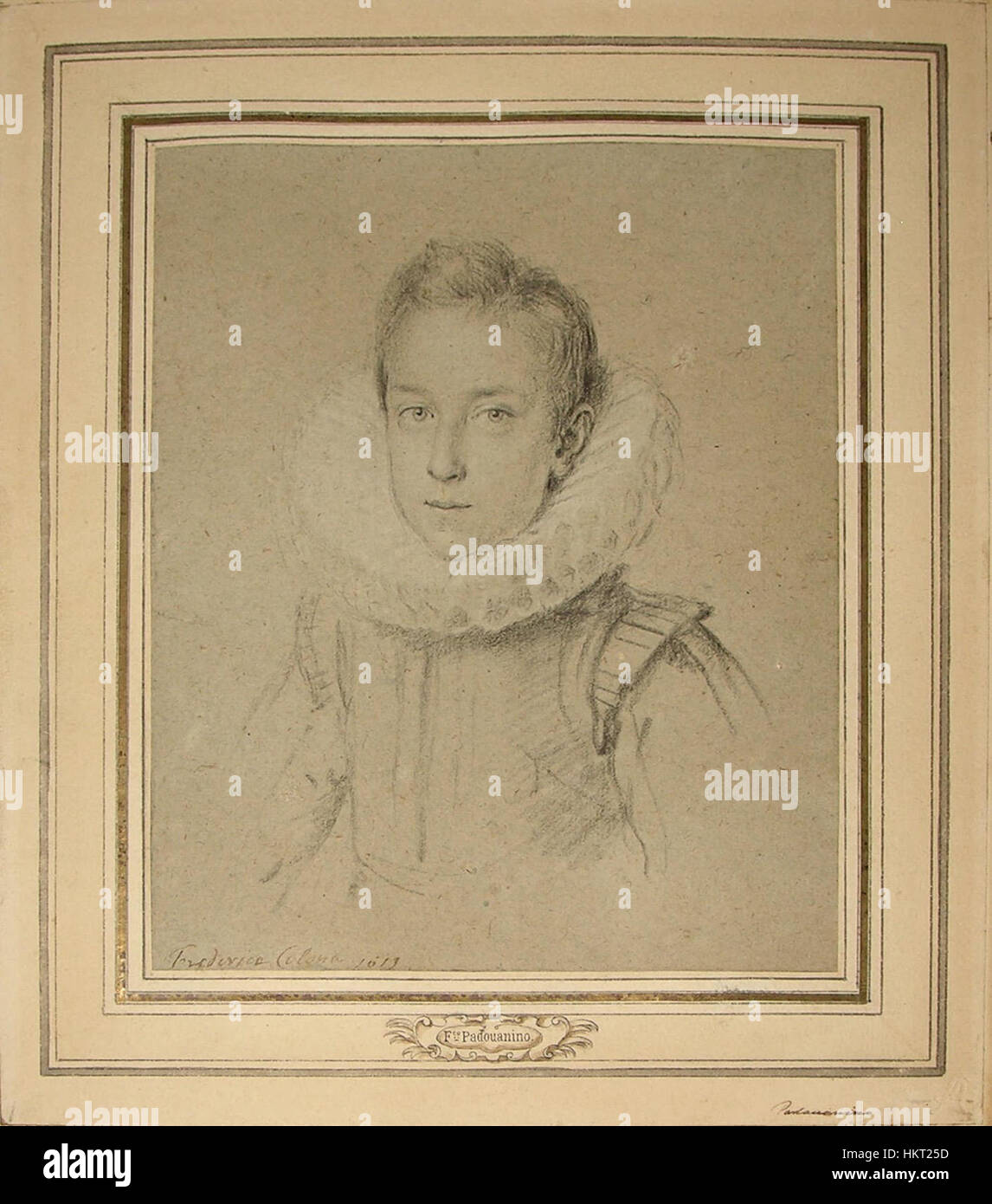 This drawing, 'Disegno del Principe Federico Colonna,' portrays a noble ...