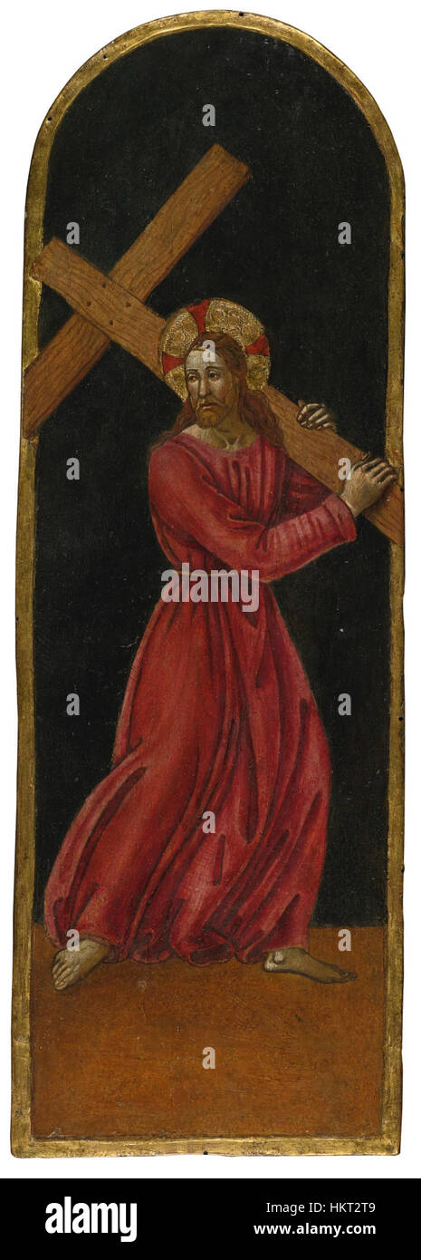 This painting by Domenico di Zanobi depicts Christ carrying the cross ...