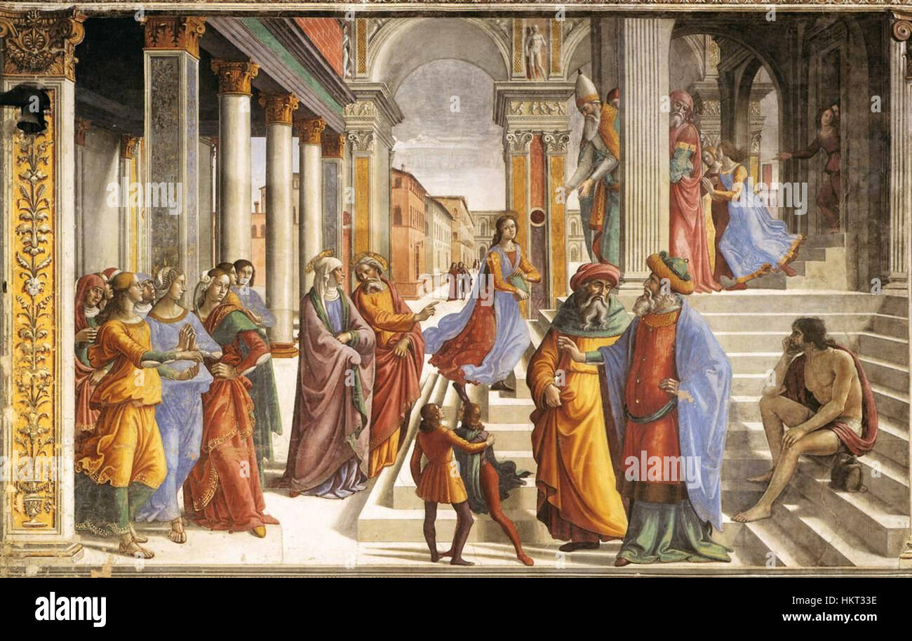 Domenico Ghirlandaio’s 'Presentation of the Virgin at the Temple' is a Renaissance painting that ...