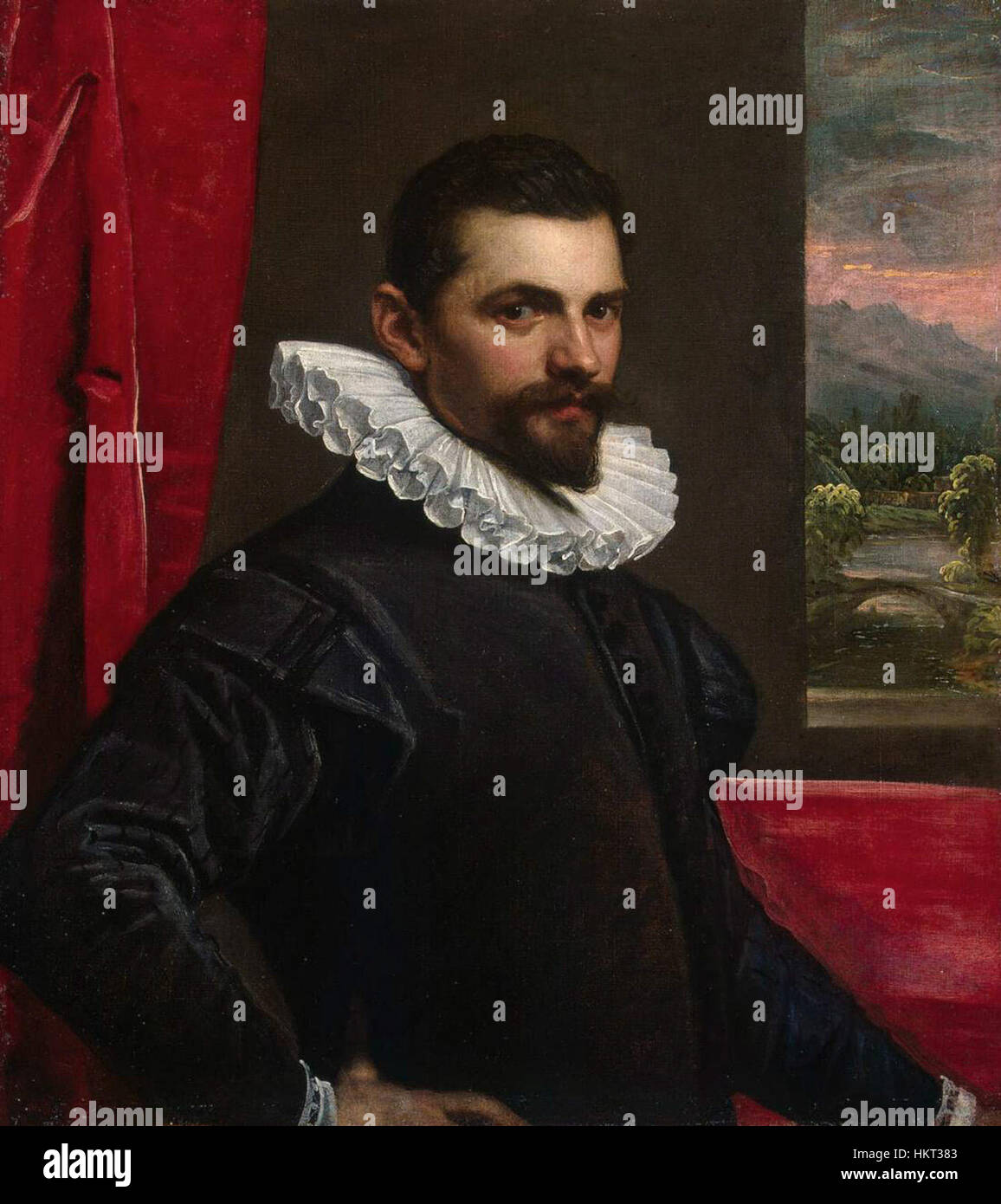 This portrait by Domenico Tintoretto, a Venetian artist, depicts a man ...