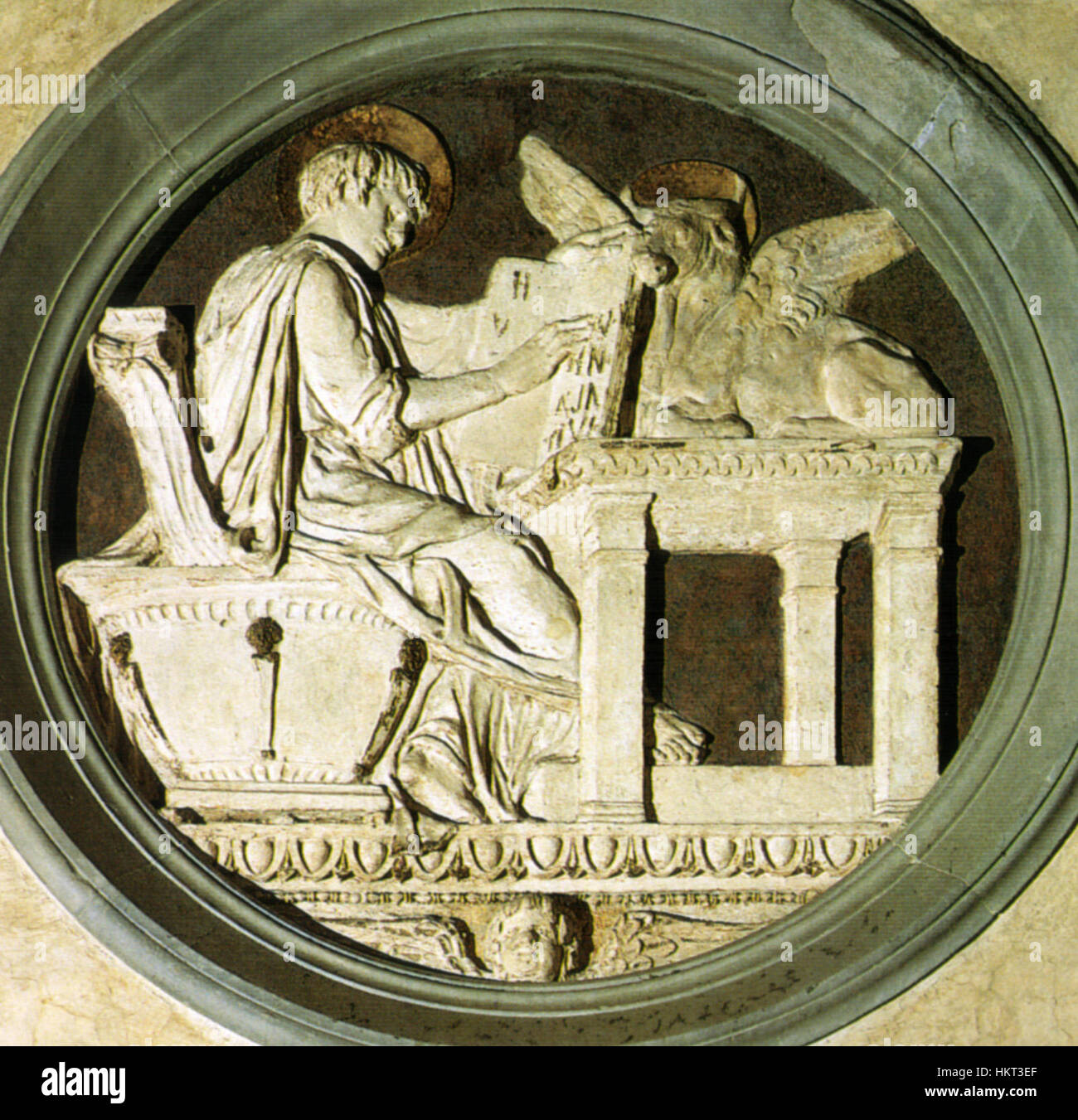 Donatello's 'Tondo di San Luca' (1434-43) is a marble relief sculpture ...