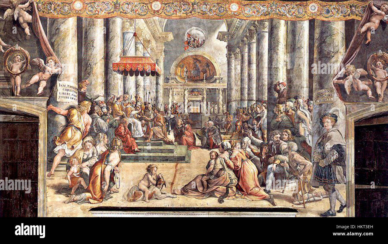 *Donation of Constantine* is a historical painting depicting the ...