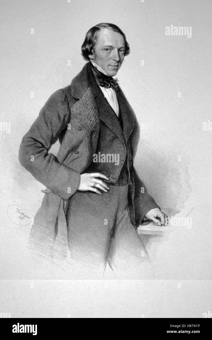 A lithograph by Dr. Eduard Lumpe, depicting a historical or scientific ...