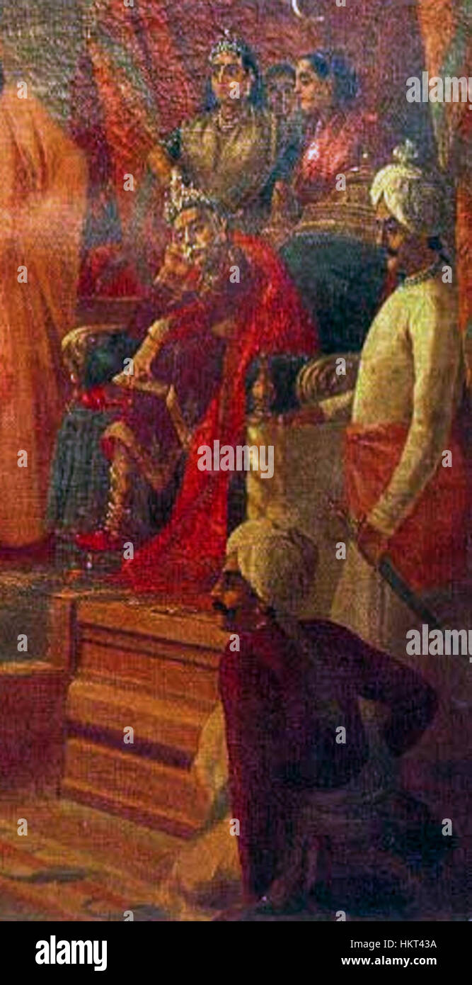 This artwork depicts the famous scene from the Mahabharata where ...