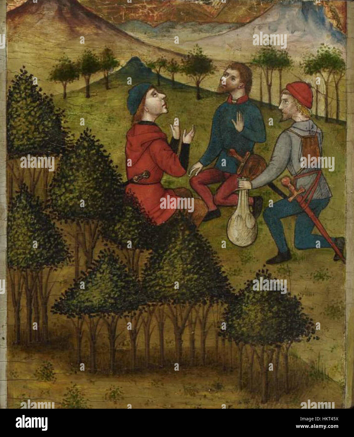 This 15th-century painting depicts three principal officers of Emperor ...