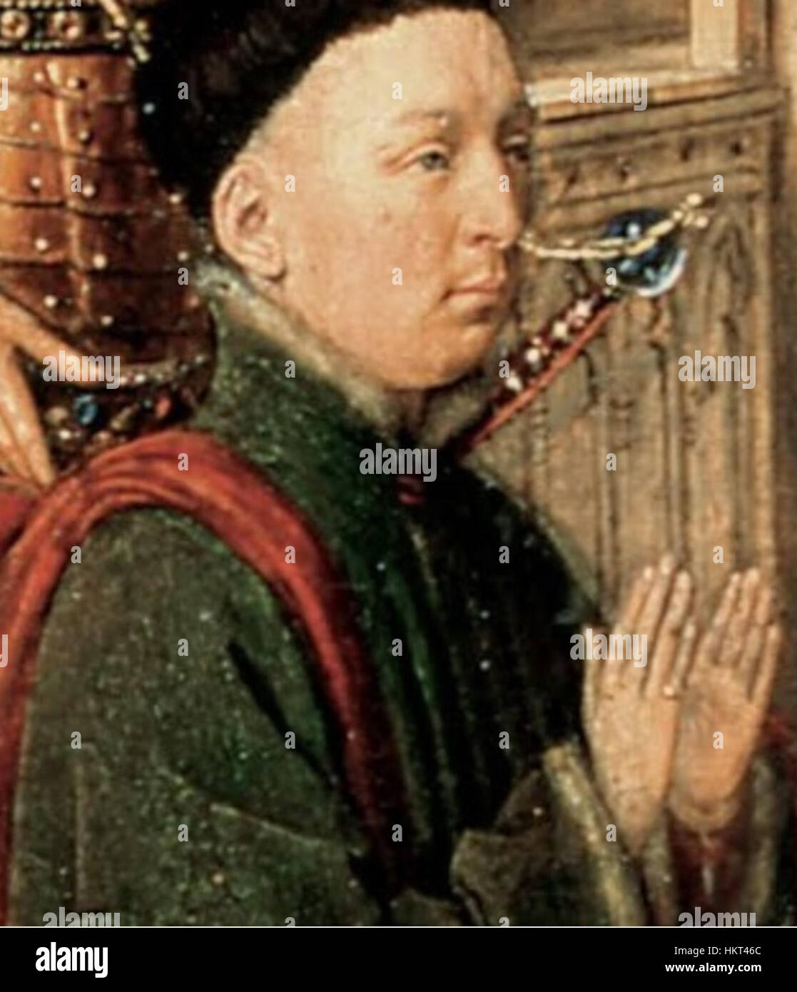 This detail of the Dresden Triptych reveals the donor's portrait, which ...