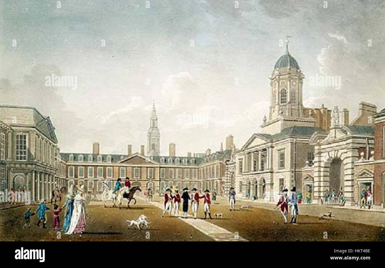 This painting depicts Dublin Castle in 1792, offering a view of the ...