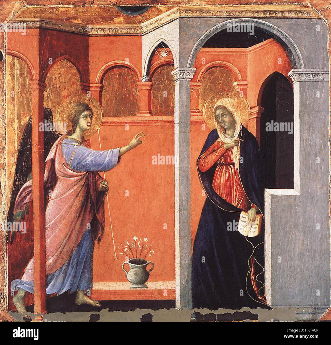 *Annunciation* by Duccio di Buoninsegna depicts the biblical moment ...
