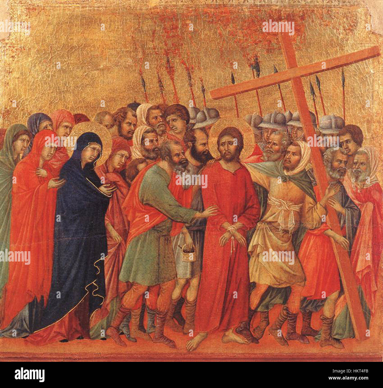 This painting by Duccio di Buoninsegna, titled 'Way to Calvary,' captures a moment from the ...