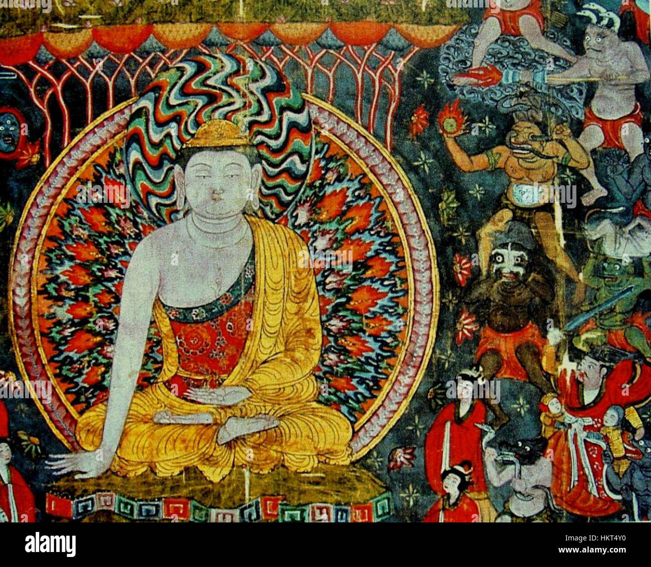 The 'Dunhuang Mara Buddha 2' painting, located in the Dunhuang caves ...