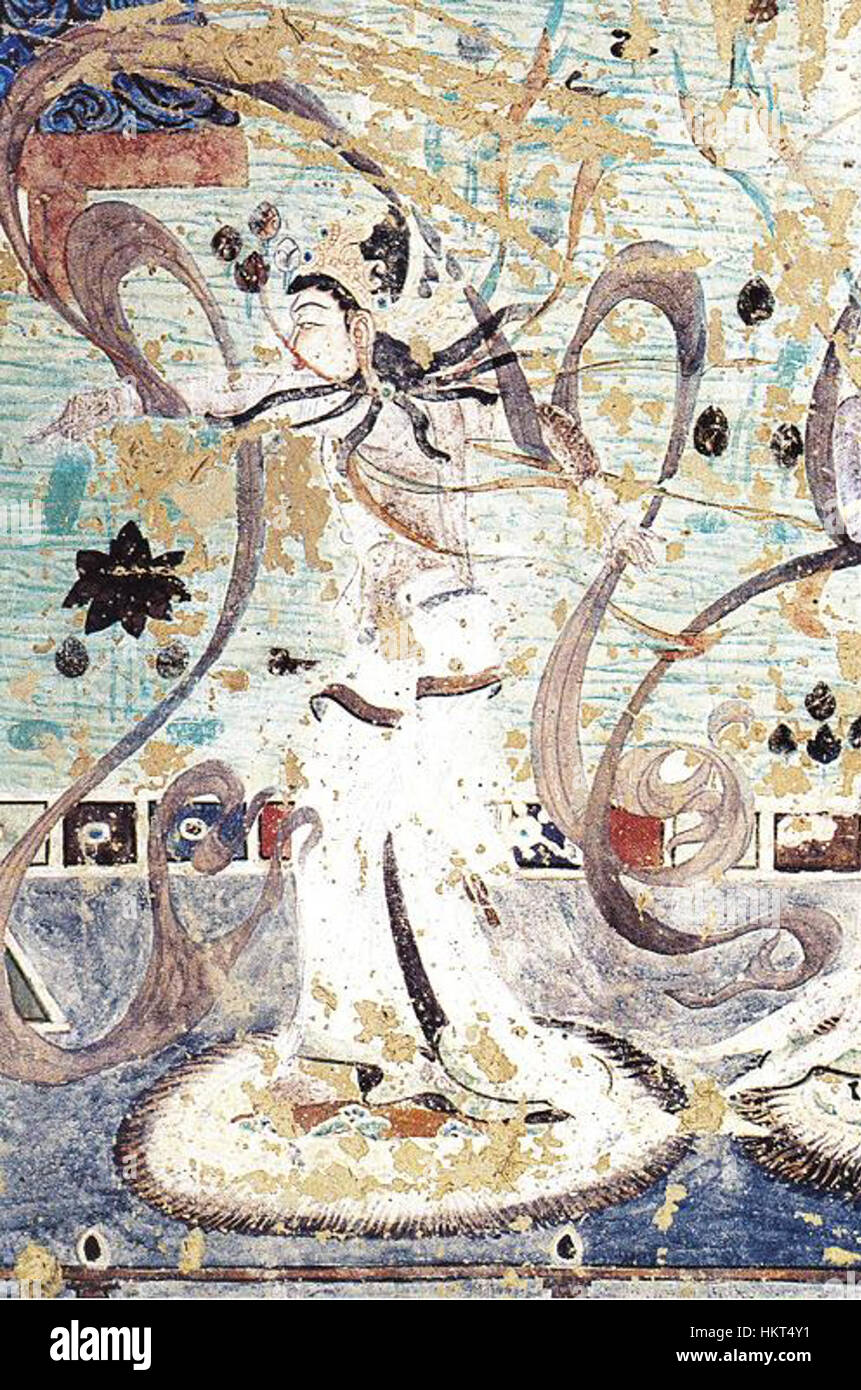 This artwork from the Dunhuang Mogao Caves depicts a dancer, showcasing ...