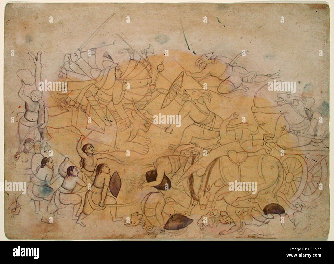 This Indian artwork depicts the goddess Durga in battle against demon ...