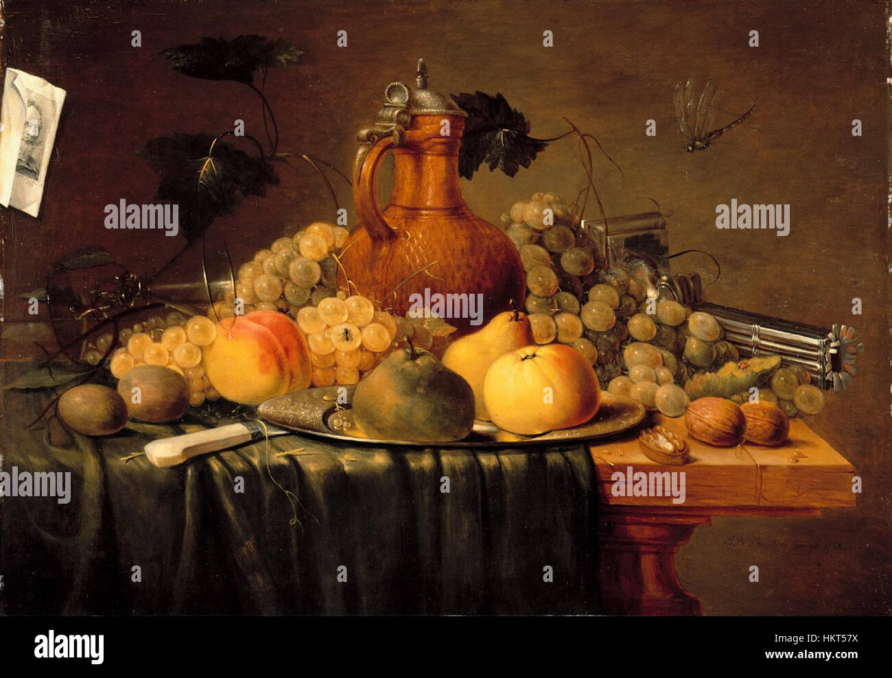 This 17th-century Spanish bodegón painting, accompanied by an engraving ...