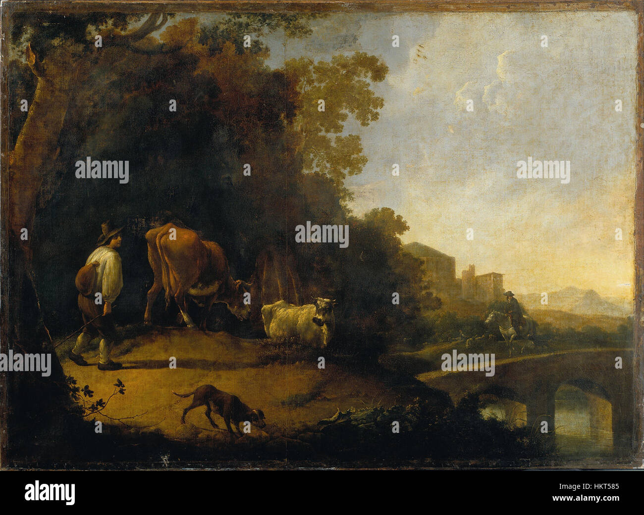 This 17th-century painting from the Dutch school portrays a man driving ...
