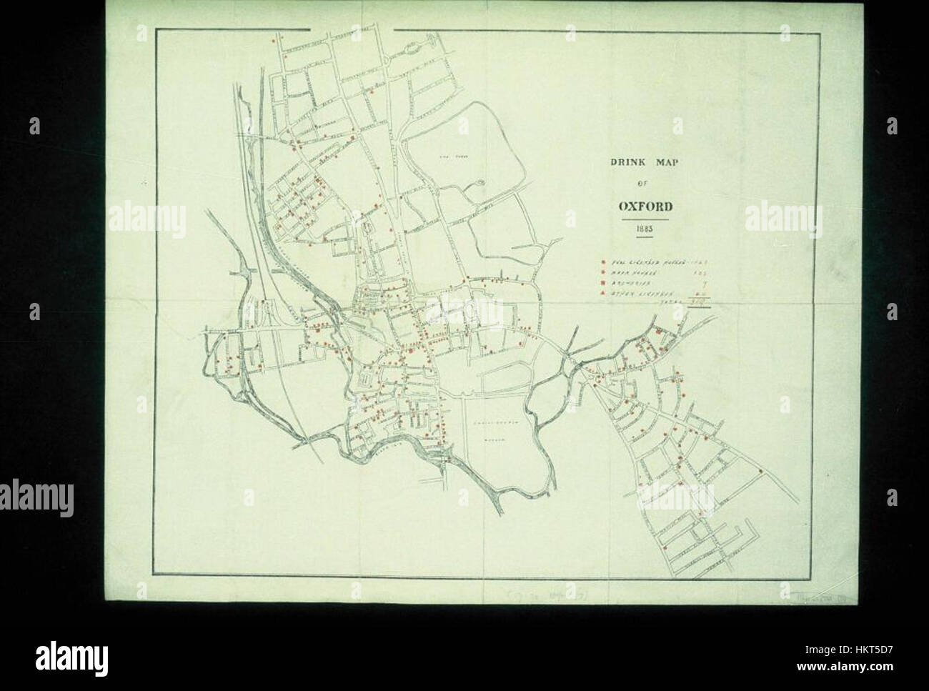 This 1883 map, titled 'Drink Map of Oxford,' is housed in the Bodleian ...