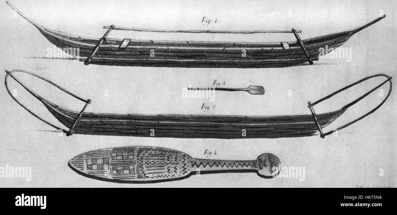 This artwork depicts a traditional canoe from Easter Island ...