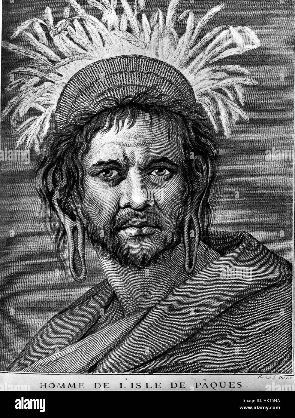 A portrait painting of a man from Easter Island, capturing the unique ...