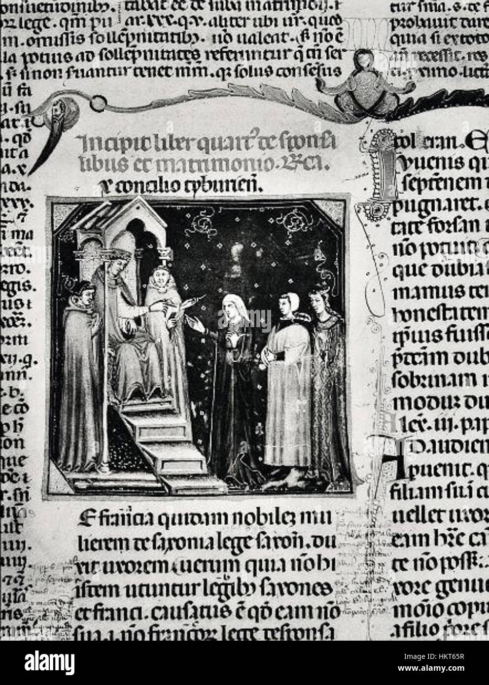 This image illustrates the Edicts of Gregory IX, a collection of papal ...