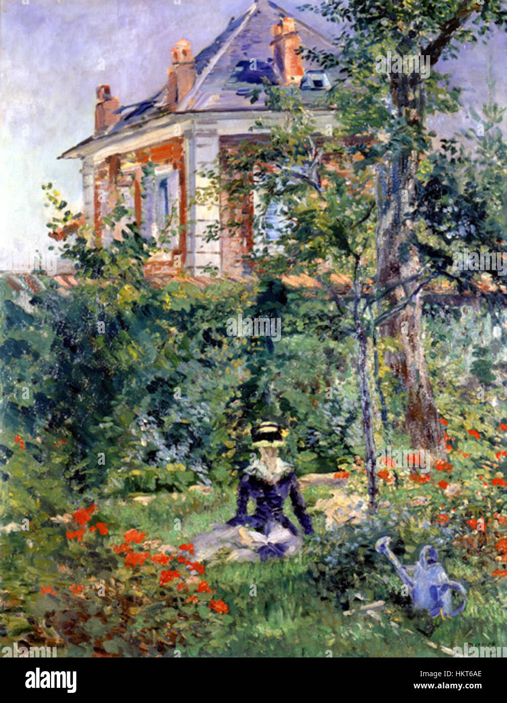 An oil painting by Edouard Manet titled *Girl in the Garden at Bellevue ...