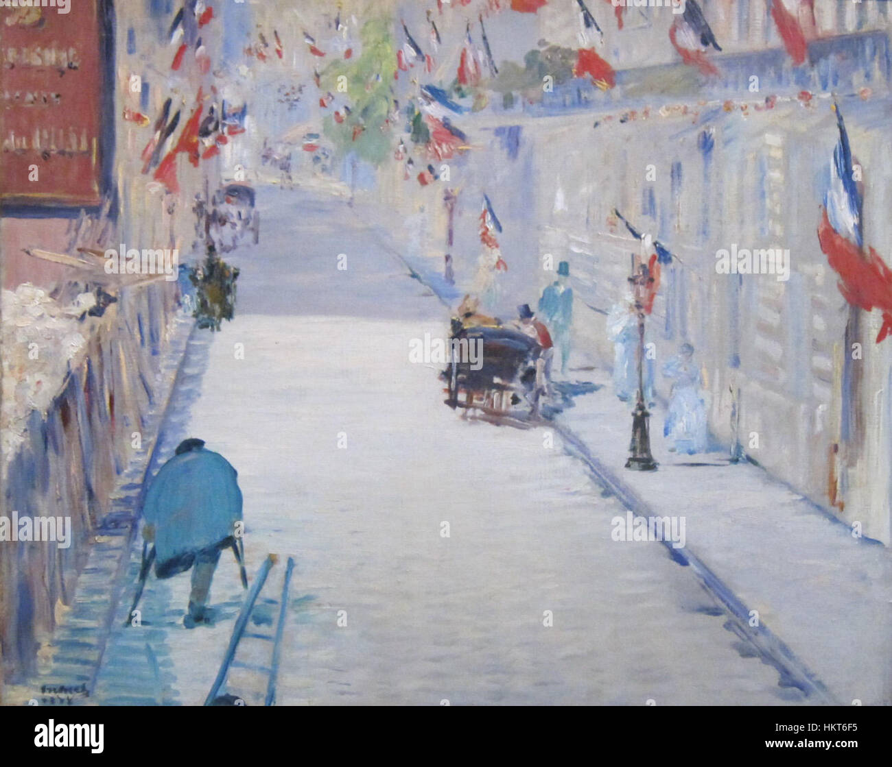 'The Rue Mosnier with Flags' by Edouard Manet portrays a lively street ...